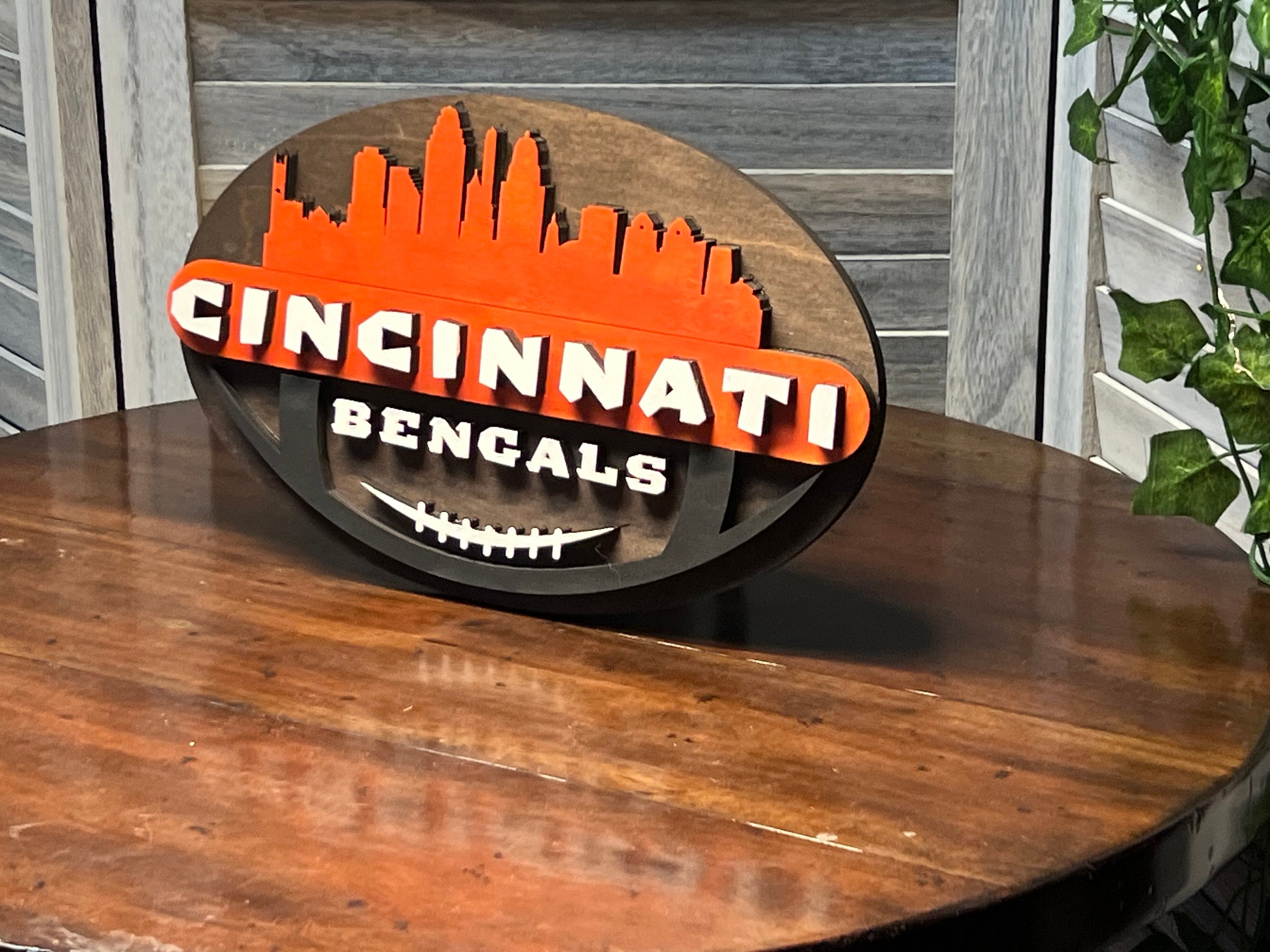 Cincinnati Bengals Rustic Sign, Orange & Black Home Decor, Gameday ...