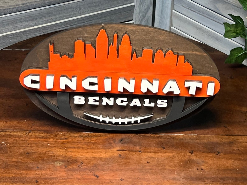 Cincinnati Bengals Rustic Sign, Orange & Black Home Decor, Gameday ...