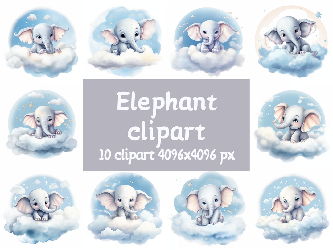 Cute Baby Elephant Clipart 10 Hd Image Clipart - Etsy