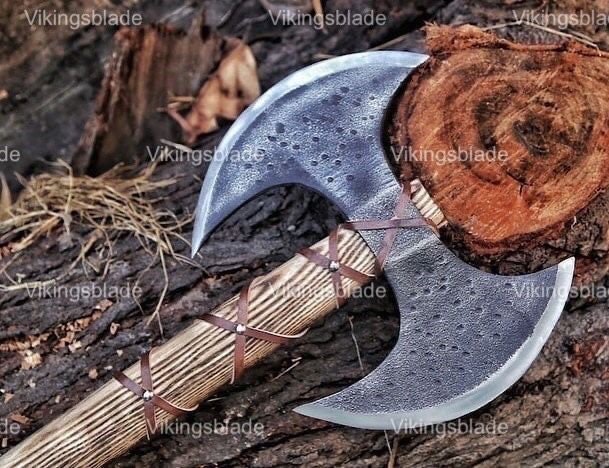 Double Headed Vikings Axe, Custom Handmade Double Handed Axe, Forged ...