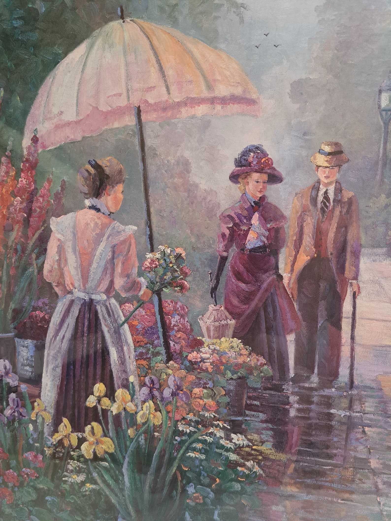 Bettie Hebert Felder in the Flower Market Painting Art Print 34"x28 ...