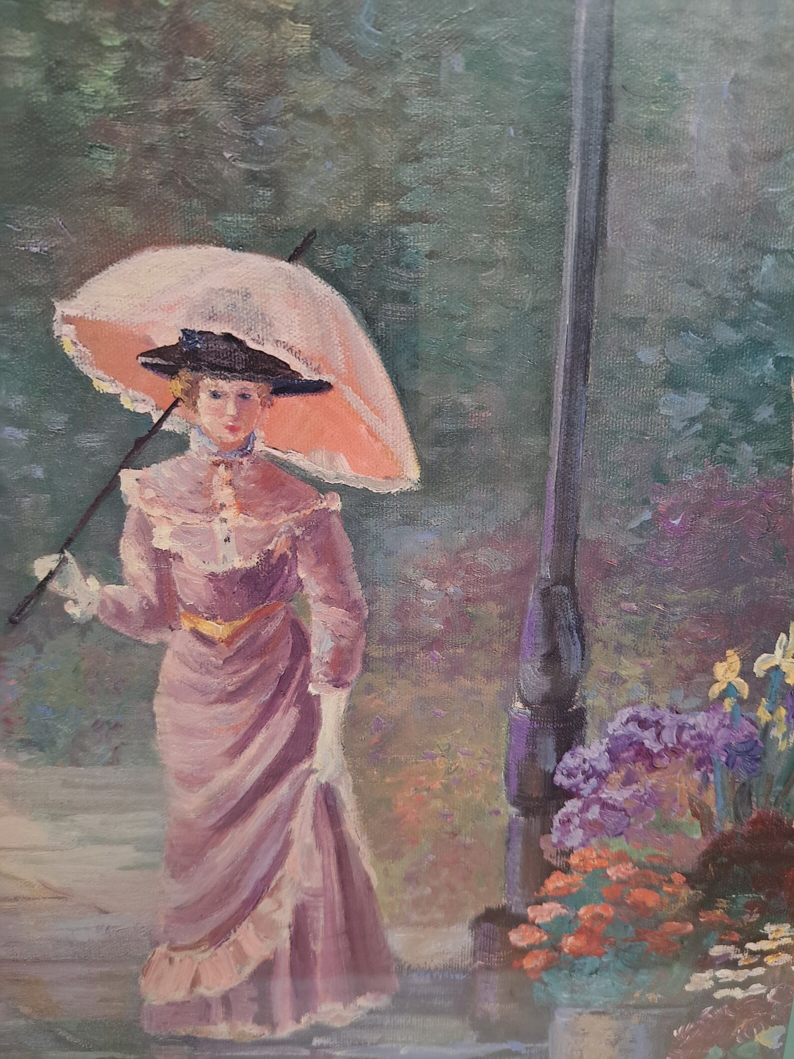 Bettie Hebert Felder in the Flower Market Painting Art Print 34"x28 ...