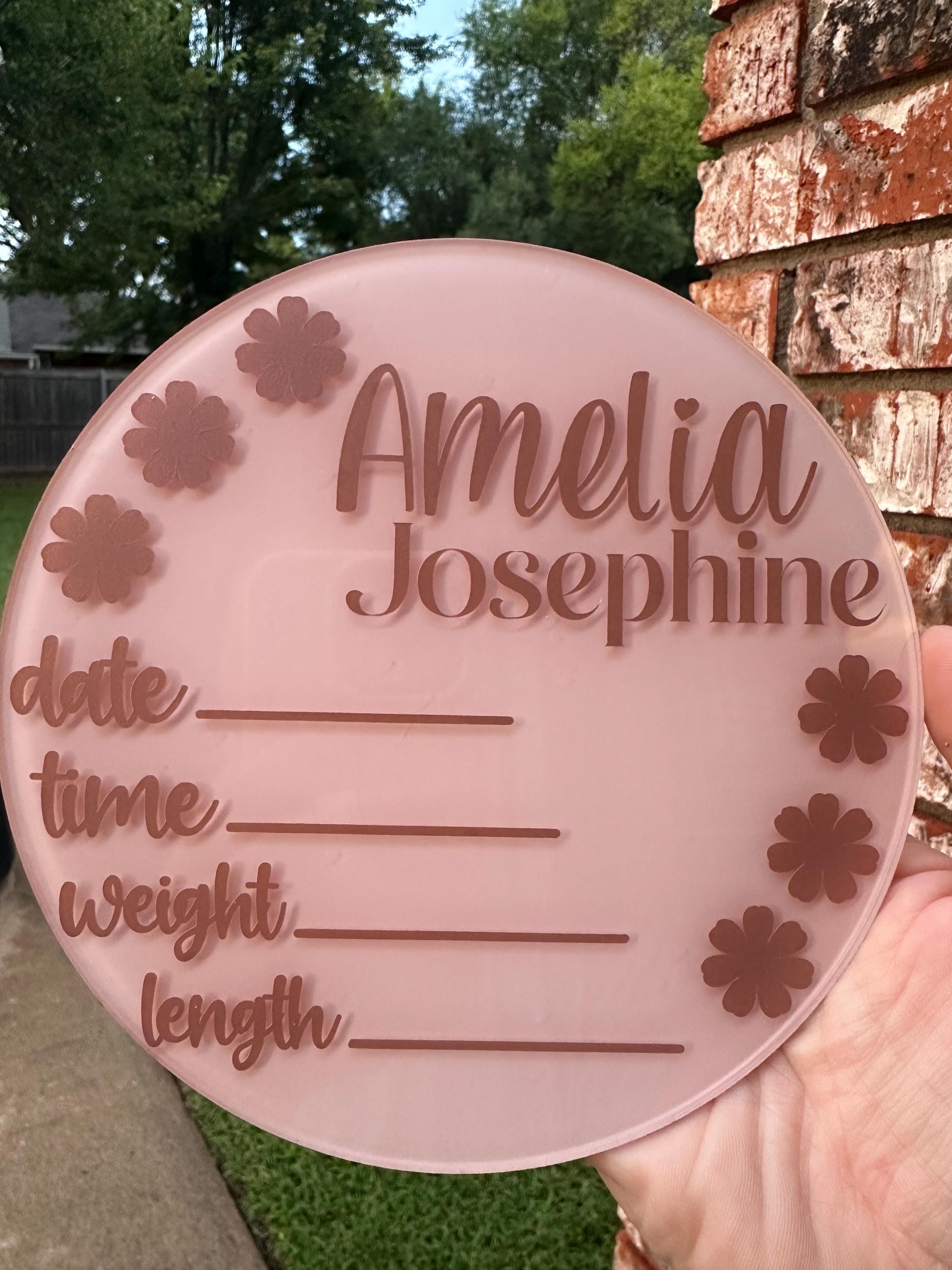 Acrylic Birth Announcement Sign | Baby Stat Sign | Newborn Name Plate ...