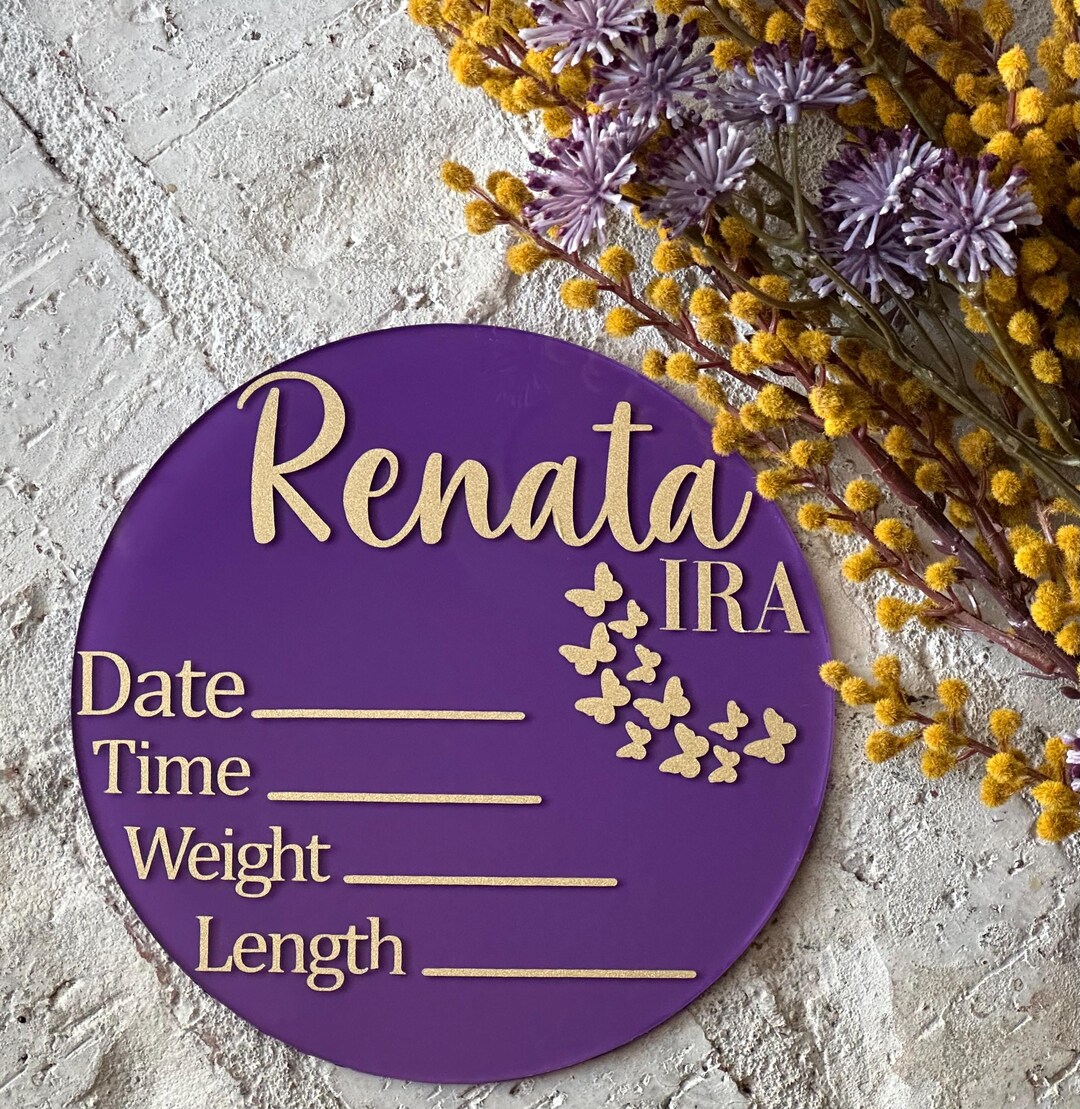 Acrylic Birth Announcement Sign | Baby Stat Sign | Newborn Name Plate ...