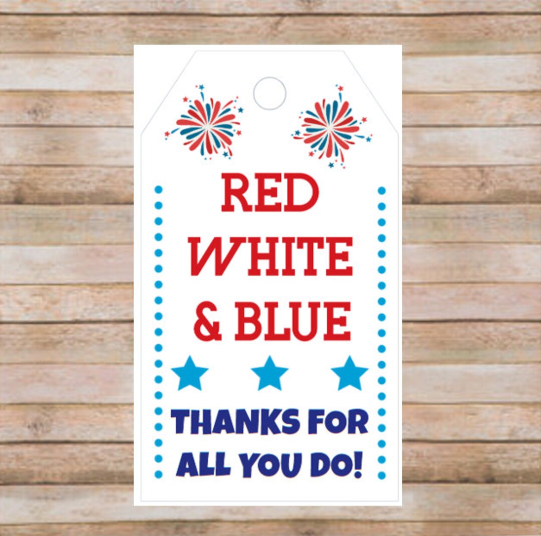 Printable 4th of July Appreciation Gift Tags, Patriotic Fireworks ...