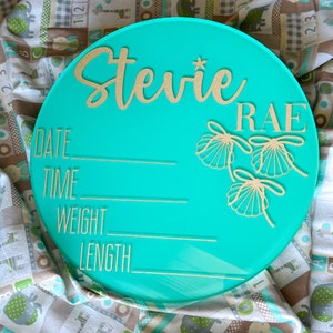 Acrylic Birth Announcement Sign | Baby Stat Sign | Newborn Name Plate ...