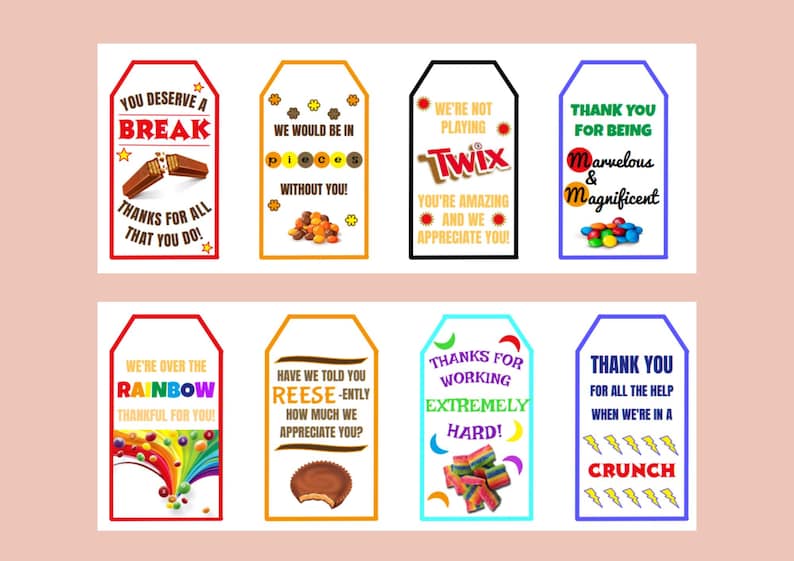 Employee Candy Bar Gift Tags, Employee Appreciation Tag Bundle - Etsy