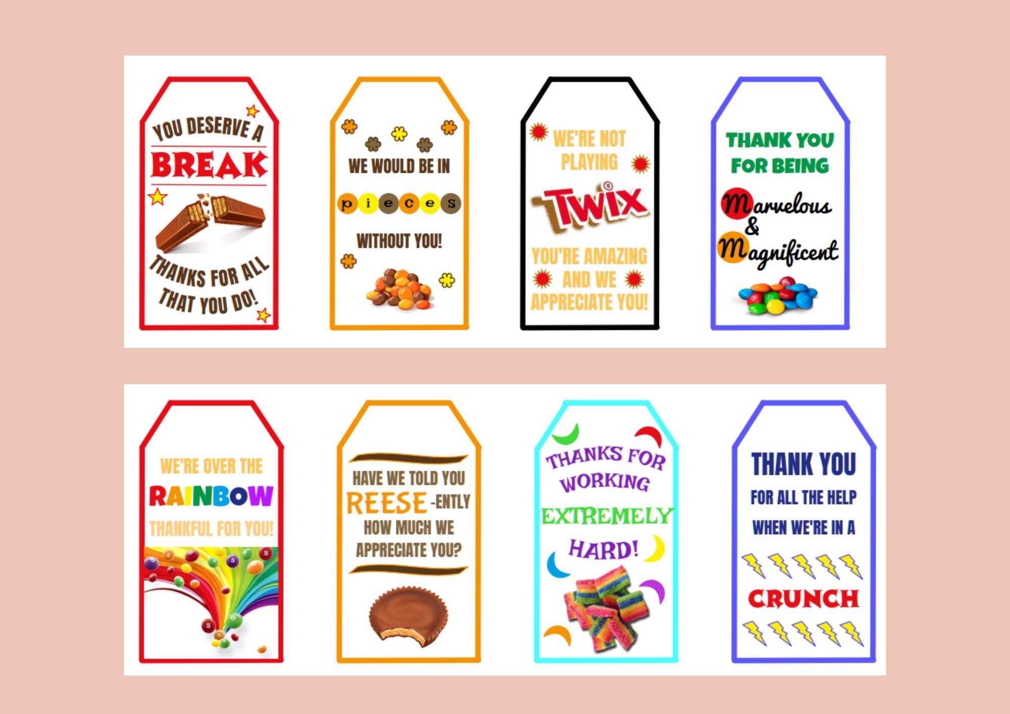 Employee Candy Bar Gift Tags, Employee Appreciation Tag Bundle - Etsy
