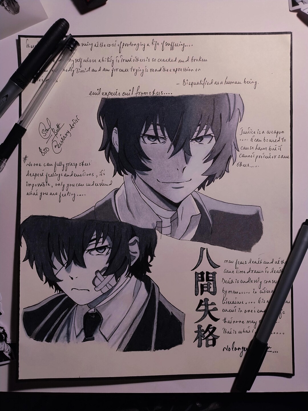 Pack of 4 Vintage Hand-drawn Dazai Posters - Etsy