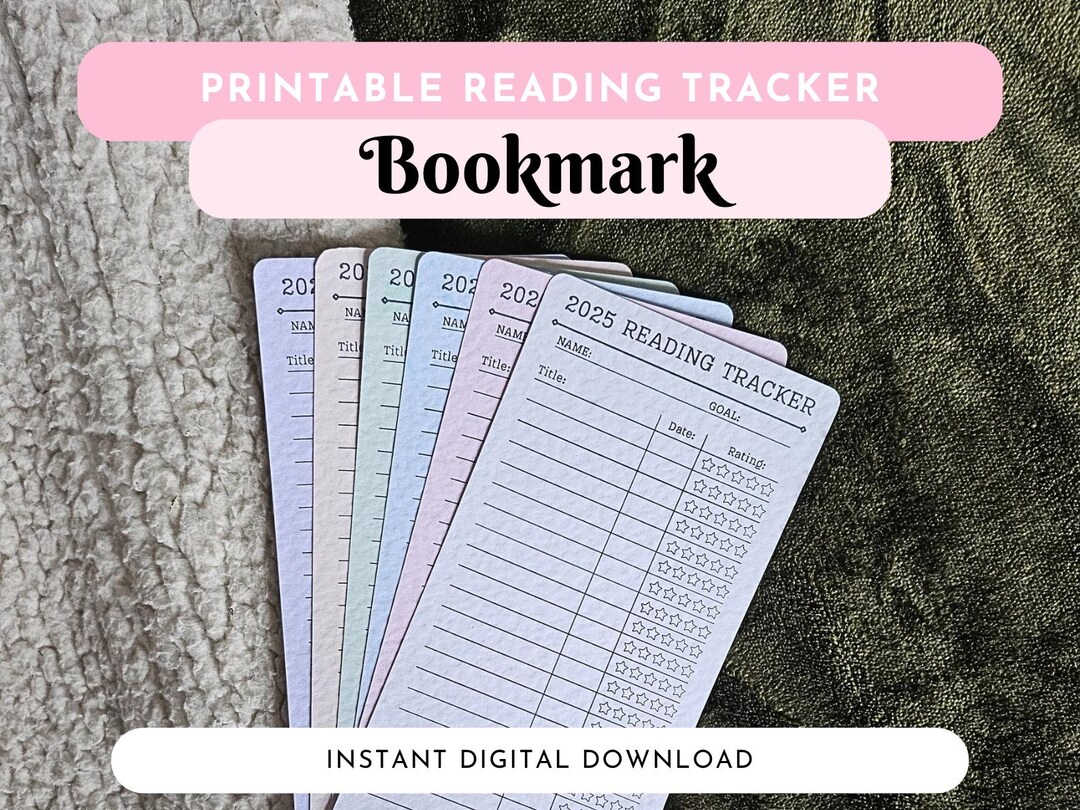 PRINTABLE Yearly Reading Tracker Bookmark | Book Rating | Reading List ...