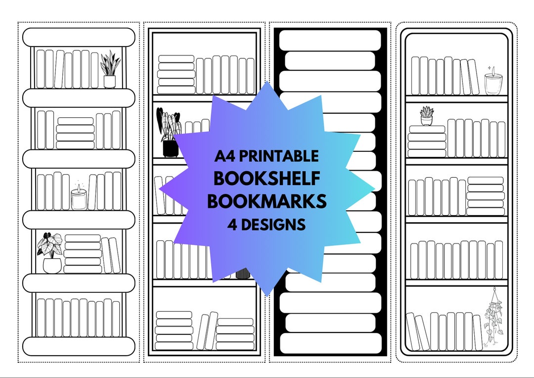 Printable Bookshelf Bookmark | Reading Tracker | A4 Bookshelf Bookmark ...
