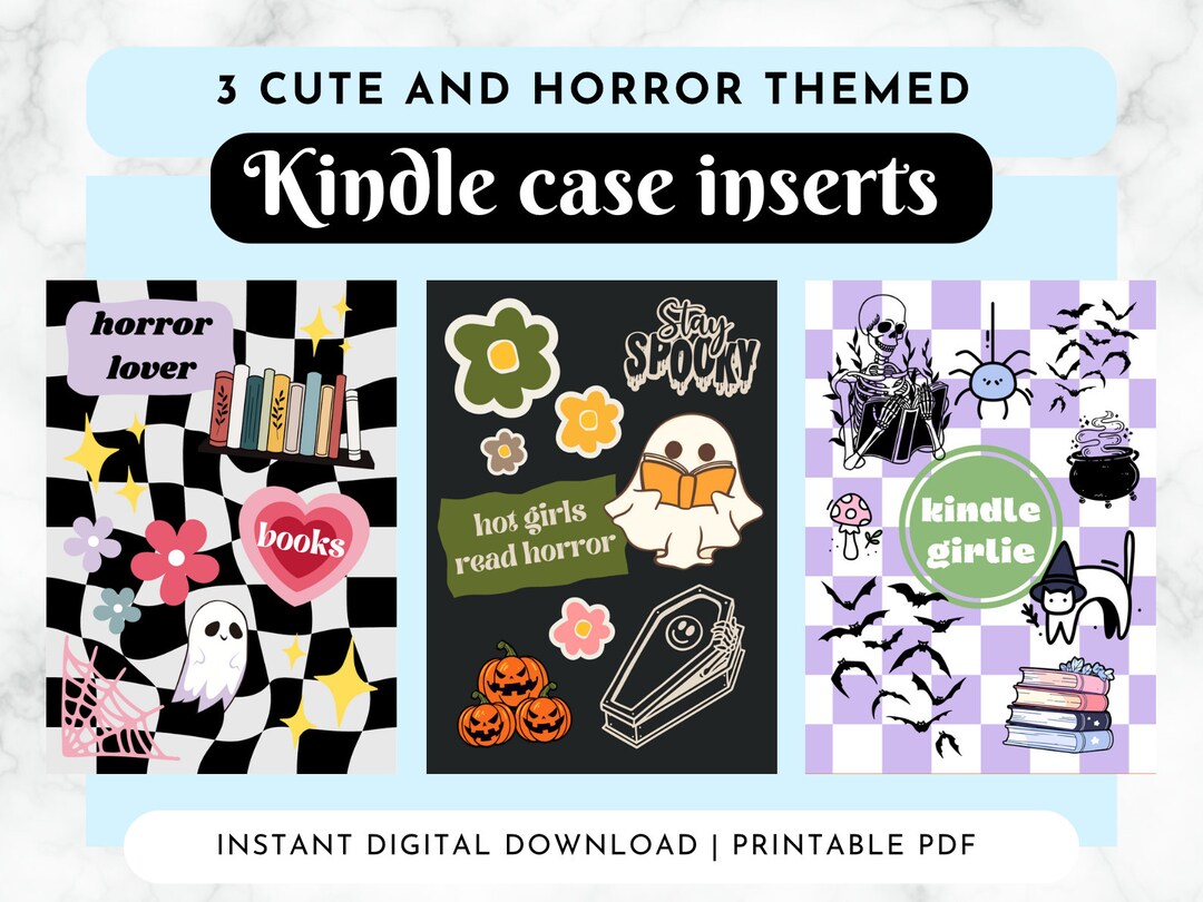 3 Cute and Horror Themed Printable Kindle Case Inserts Spooky Inserts ...