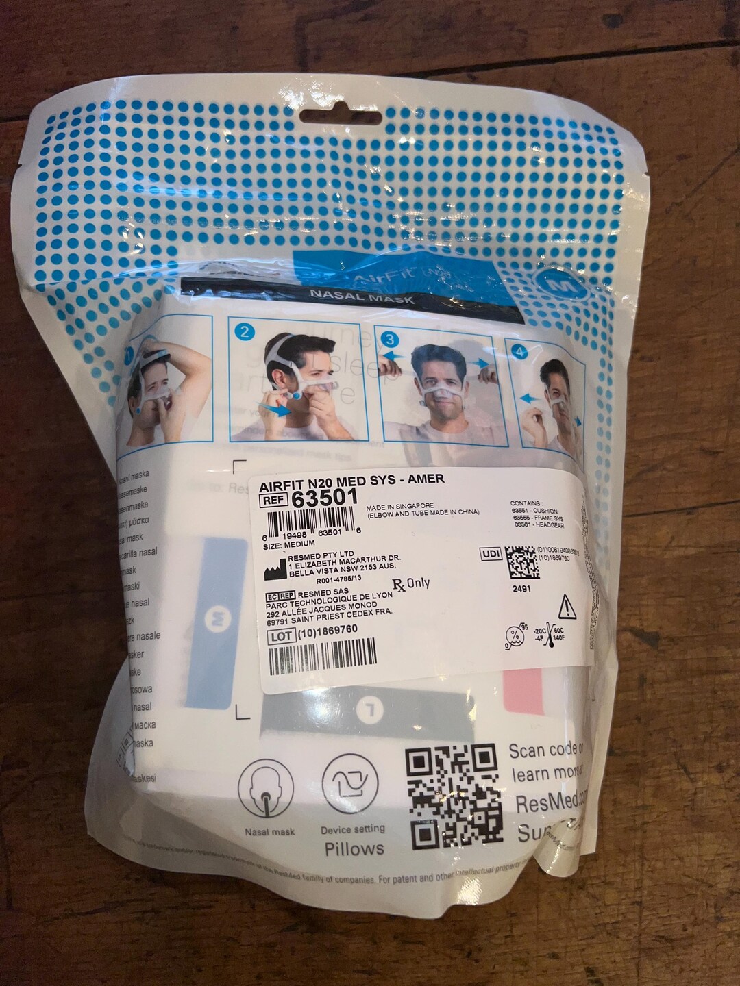 Resmed Airfit N20 Nasal Mask W/headgear REF: 63501 Size-"m" SEALED NEW ...