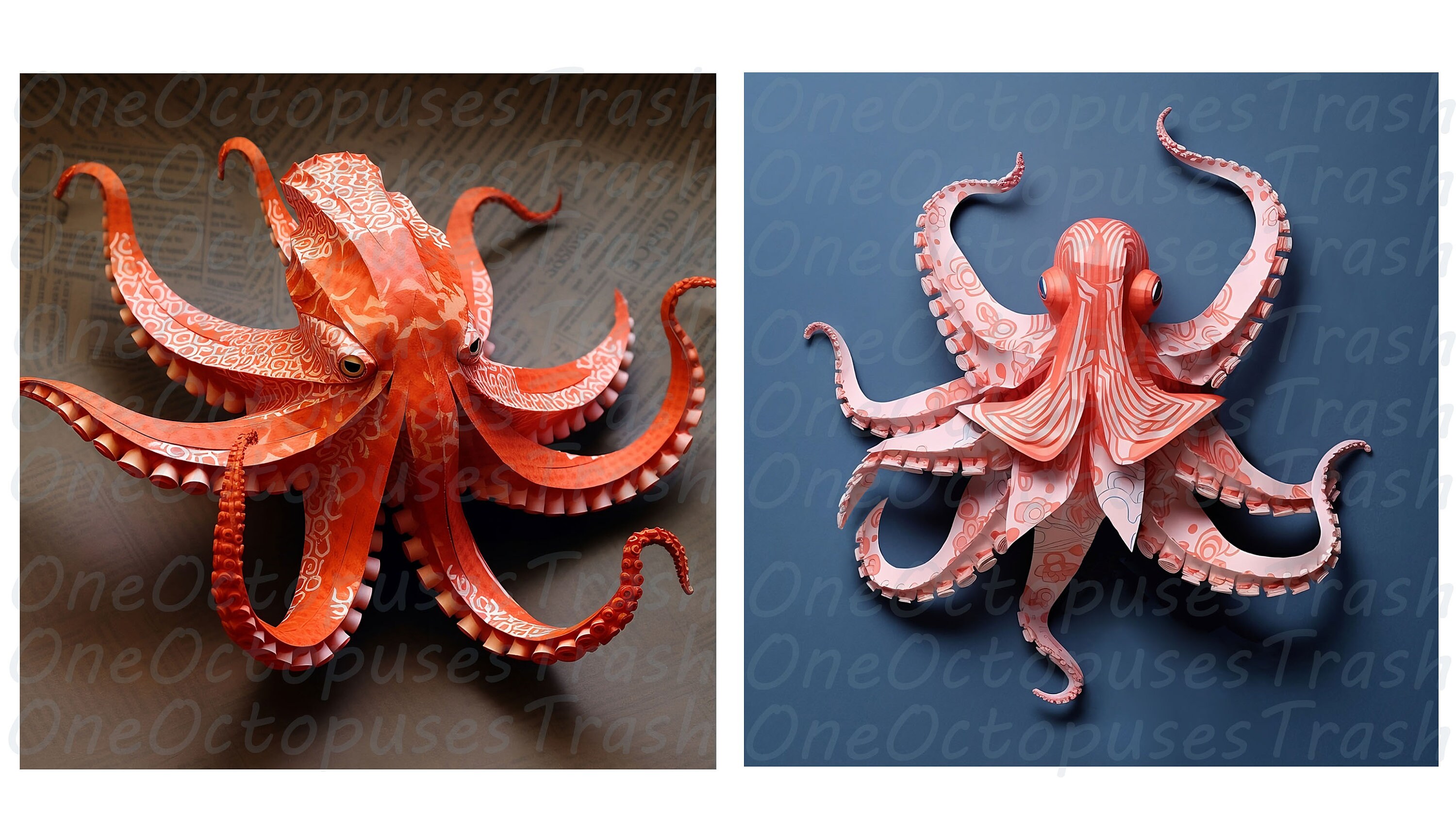 Octopus Square Postcards, Origami, Cephalopod Art, Digital Download ...