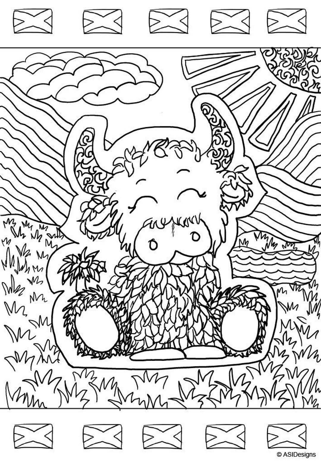 Highland Cow Colouring Sheet, Digital Download, PDF, Printable ...