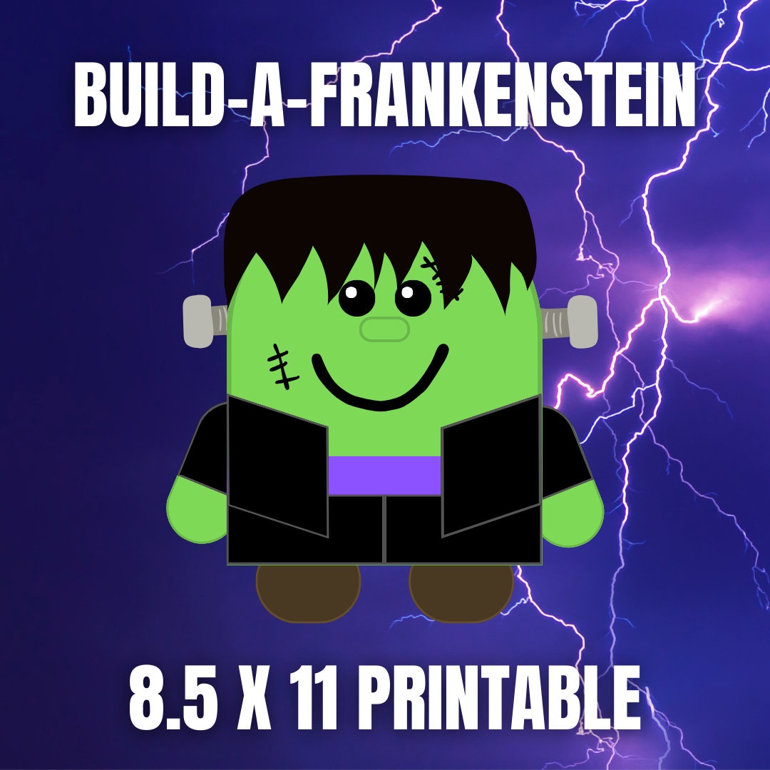 Build Frankenstein Halloween Craft Printable 8.5x11 Letter Size Fall ...