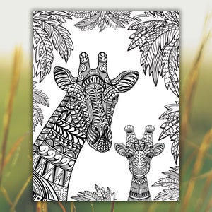 Animal Mandala Coloring Pages: Giraffe, Lion, Butterfly (PDF Printable ...