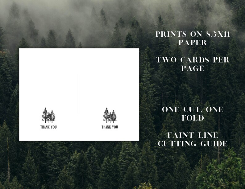 Printable Thank You Card Trees Thank You Card Printable Green Thank You ...