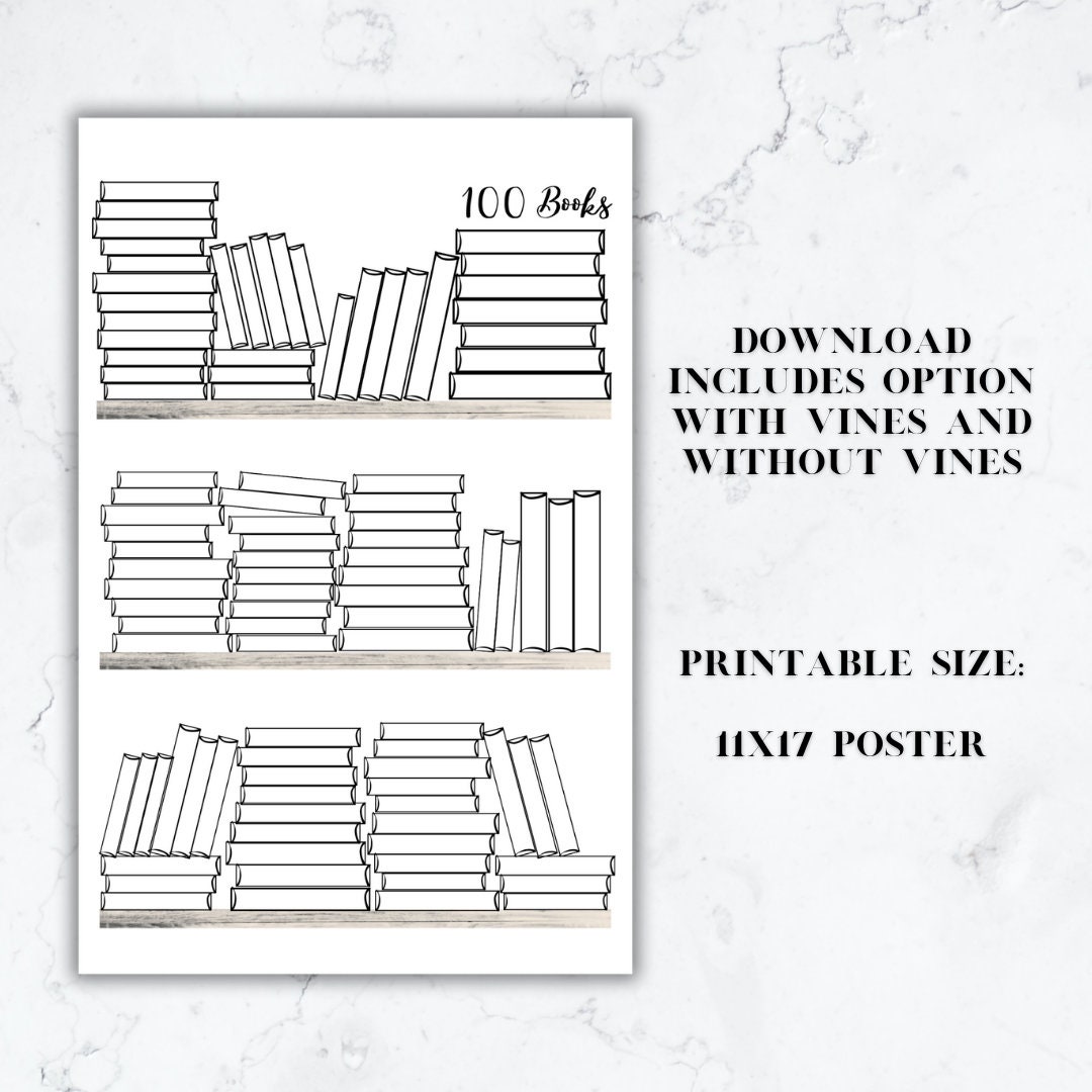 100 Book Challenge Poster: Printable Reading Tracker (11x17) (PDF) - Etsy