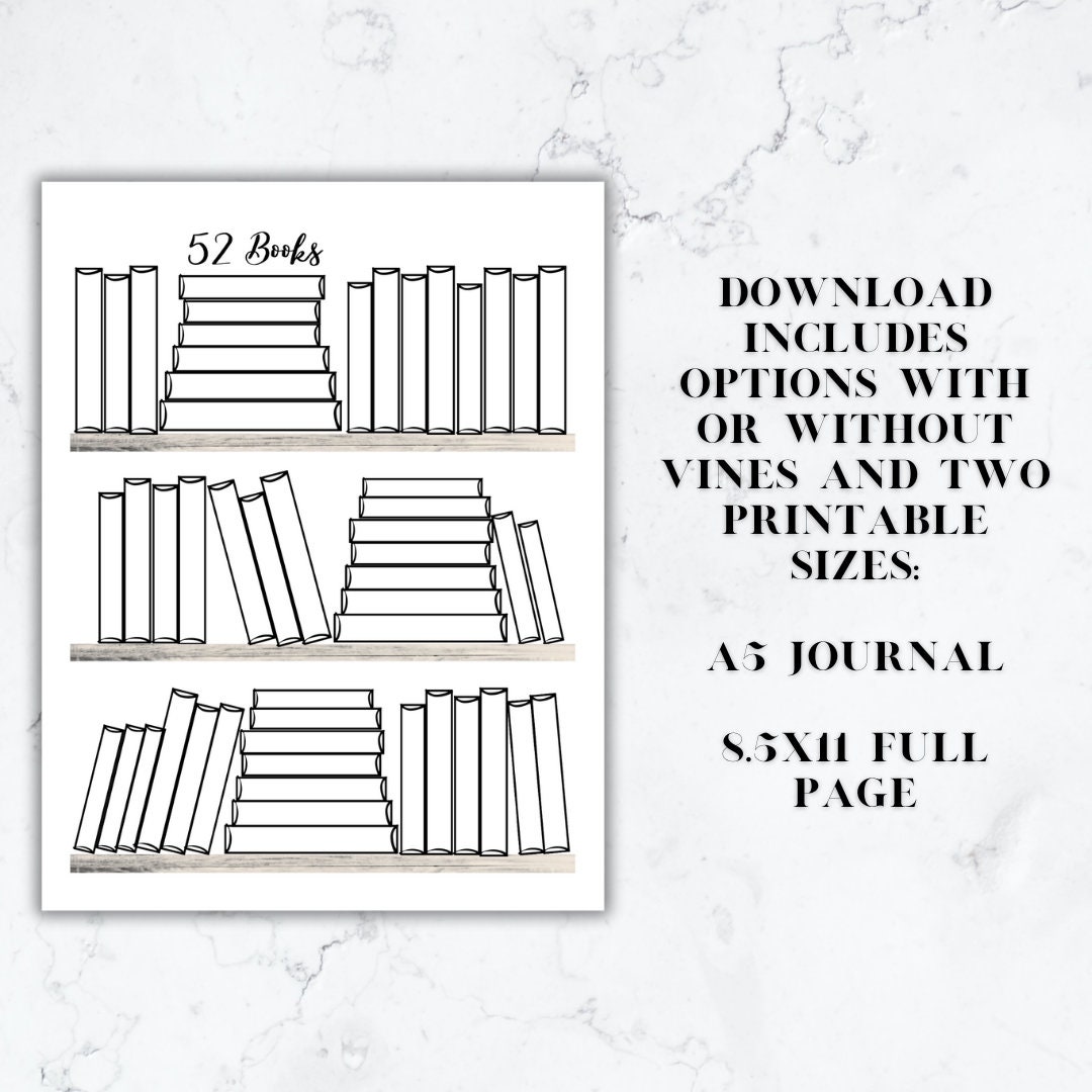 52 Books Tracker Printable: A5 Reading Challenge Journal (PDF) - Etsy