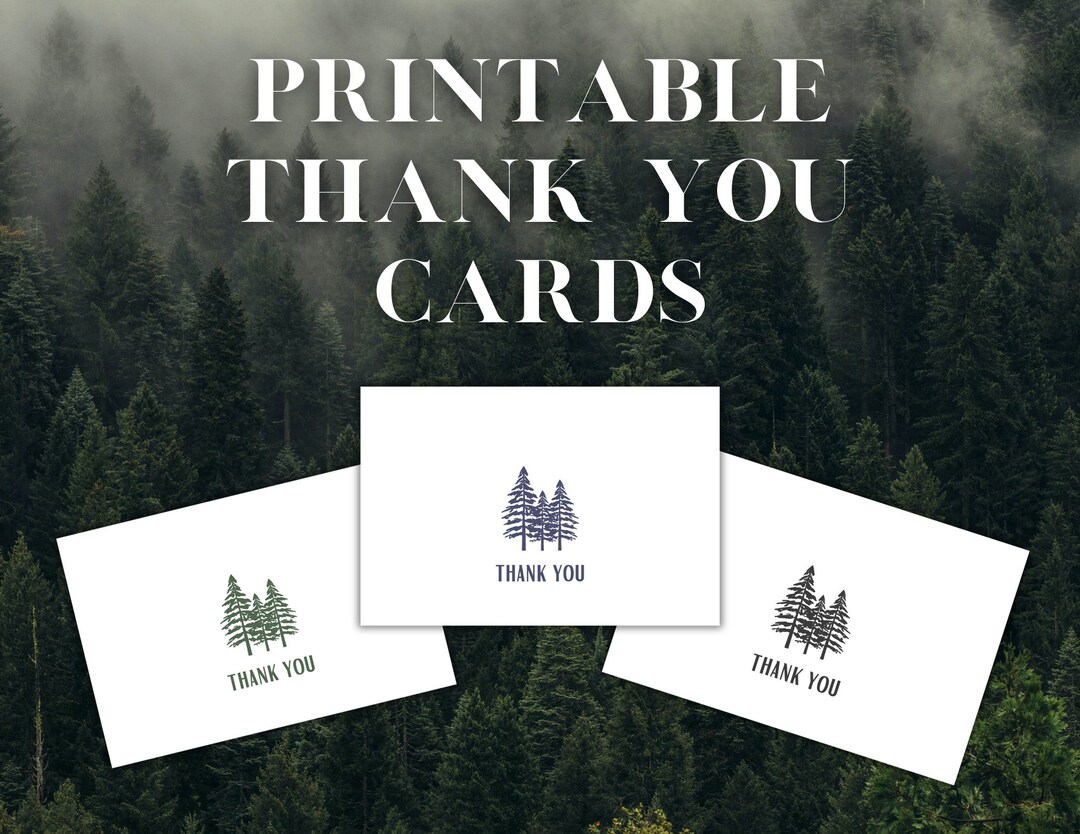 Printable Thank You Card Trees Thank You Card Printable Green Thank You ...