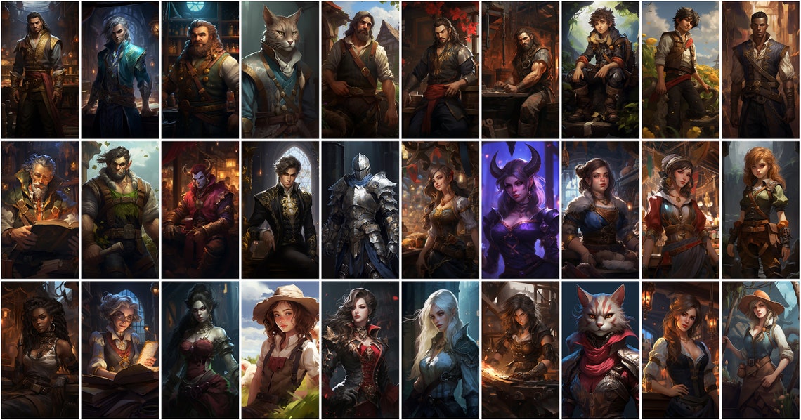 Dnd Character NPC Art Portraits Bundles Vol. 1, Townsfolk, NPC ...
