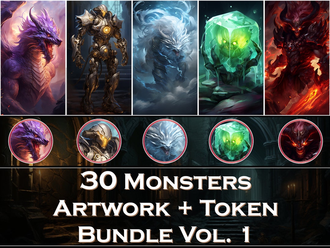 Dnd Monster Art Portraits Bundles Vol. 1, Creature Illustrations, Boss ...