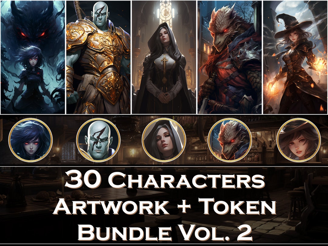 Dnd Character Art Portraits Bundle Vol. 2, Heroes and Villains ...