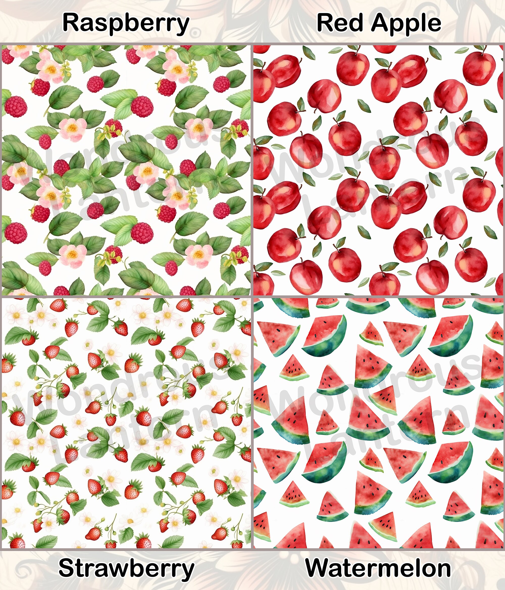 20 Fruits Watercolor Digital Paper Seamless Pattern Colorful - Etsy