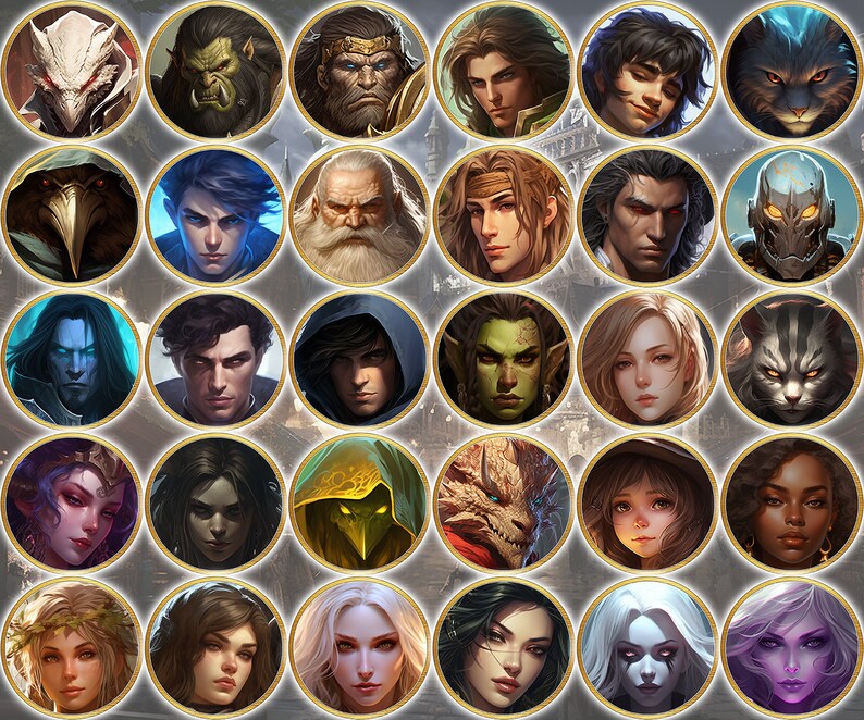Dnd Character Art Portraits Bundle Vol. 1, Heroes and Villains ...