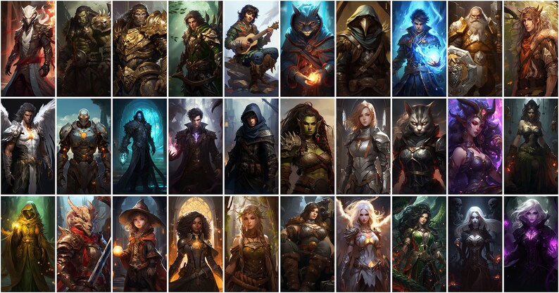 Dnd Character Art Portraits Bundle Vol. 1, Heroes and Villains ...
