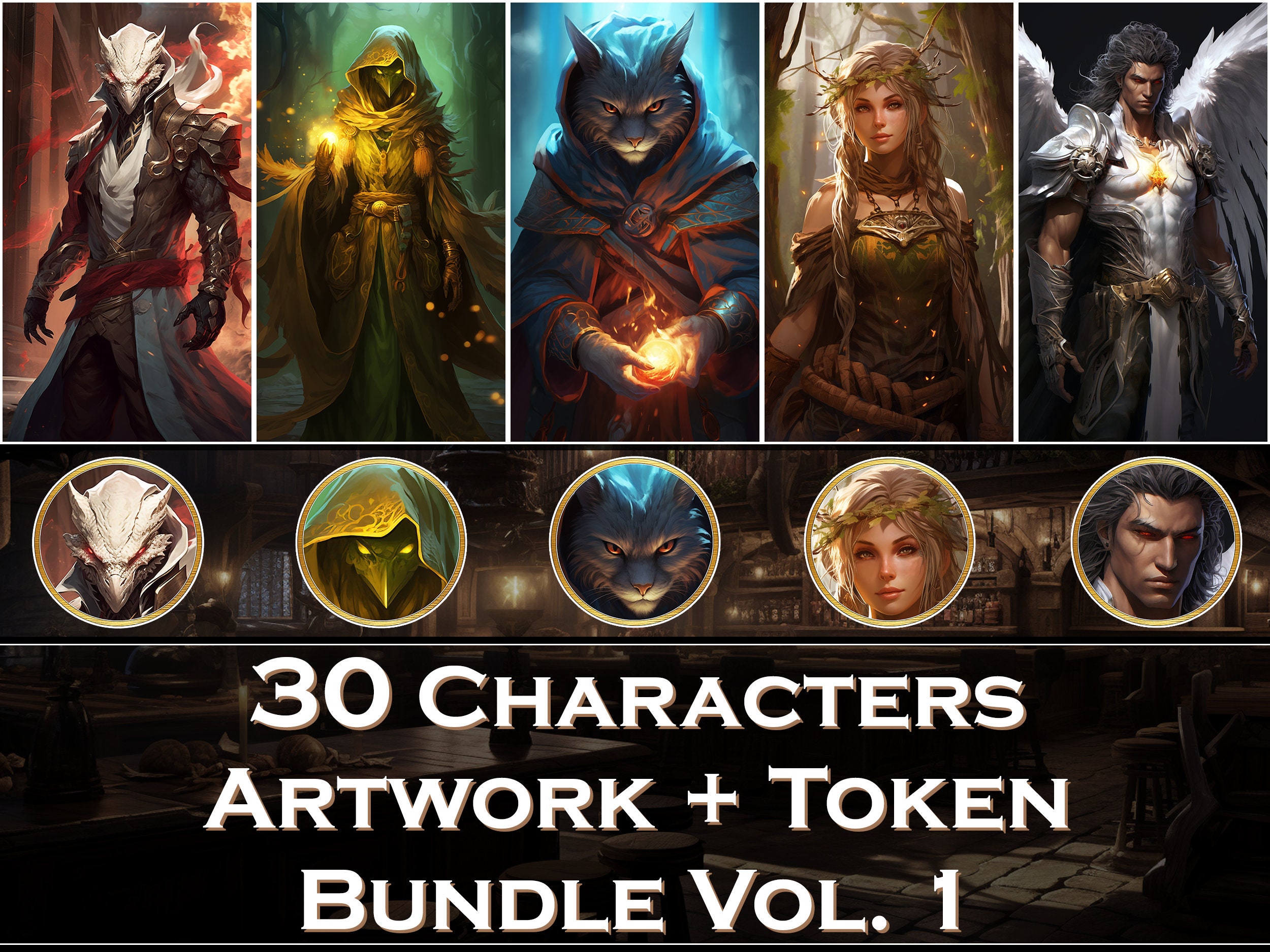 Dnd Character Art Portraits Bundle Vol. 1, Heroes and Villains ...