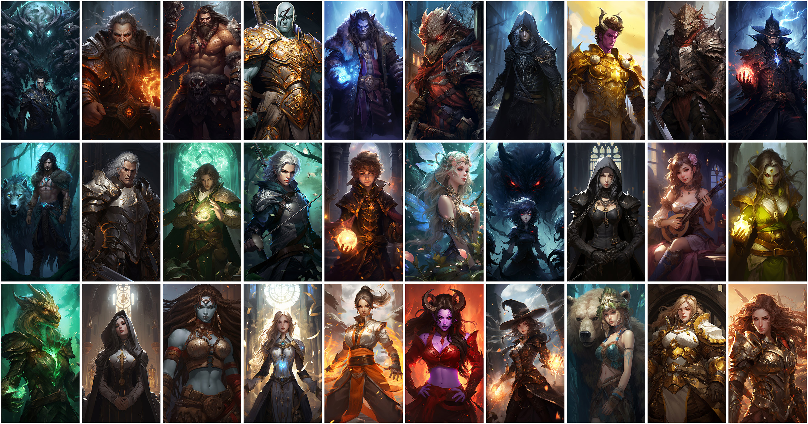 Dnd Character Art Portraits Bundle Vol. 2, Heroes and Villains ...