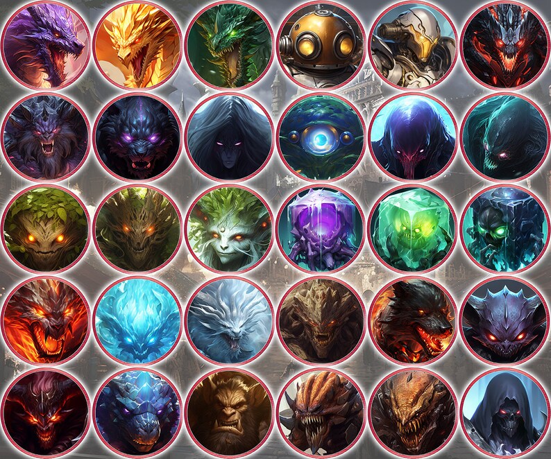 Dnd Monster Art Portraits Bundles Vol. 1, Creature Illustrations, Boss ...