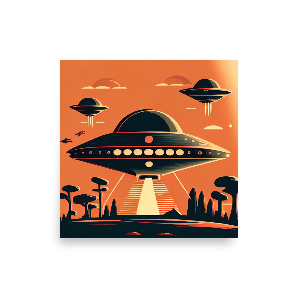UFO Retro Wall Art Mid Century Atomic Age Inspired - Etsy