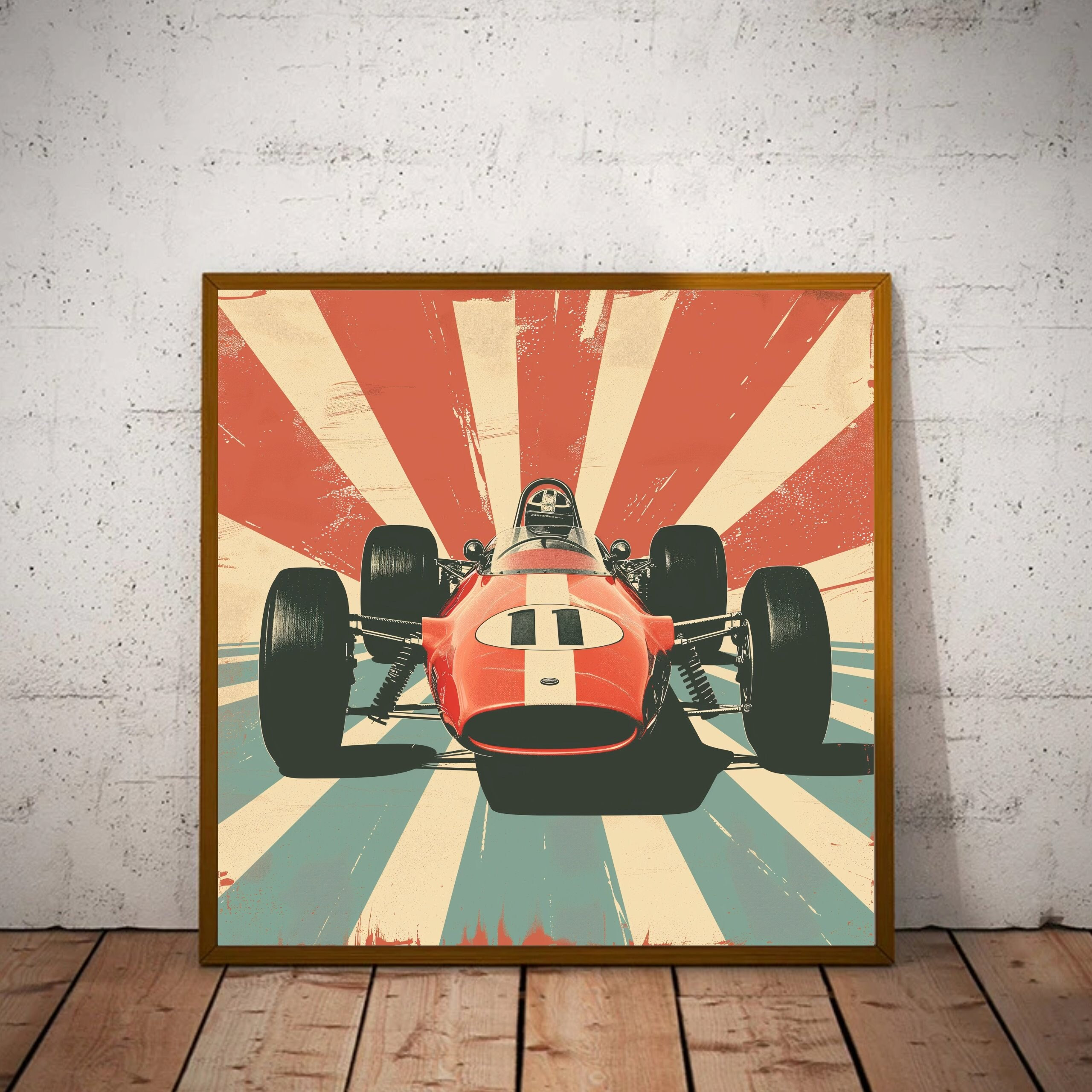 Vintage Formula One Print, Mid Century Modern Wall Art, Formula One ...