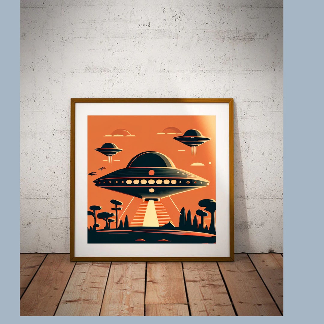 UFO Retro Wall Art Mid Century Atomic Age Inspired - Etsy