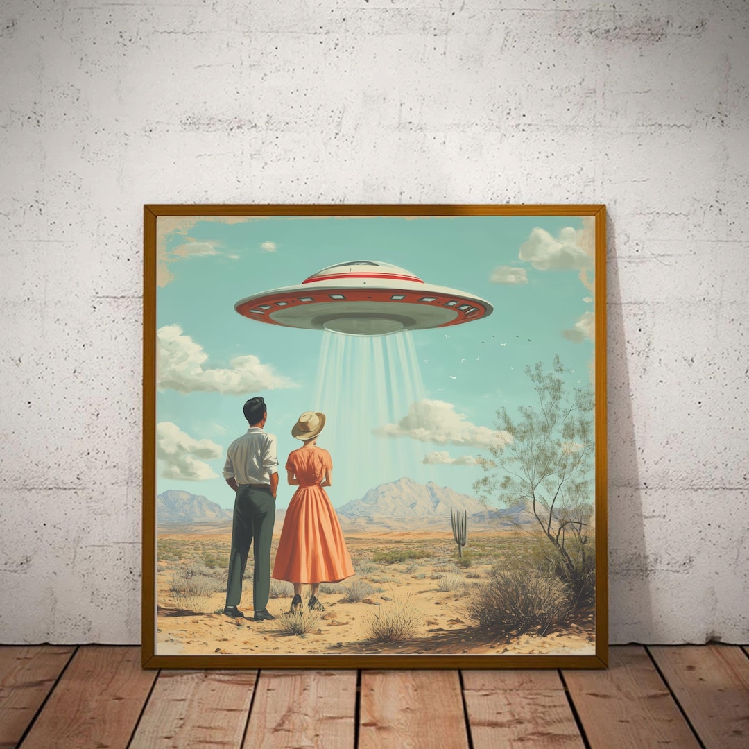 Roswell Date UFO Print, Vintage 1950's Inspired UFO Sighting I Mid ...