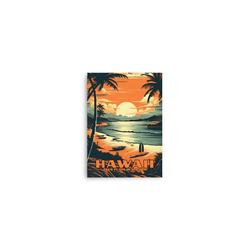 Hawaii Vintage Ocean Print I Vintage Inspired Hawaii Beach Illustration ...