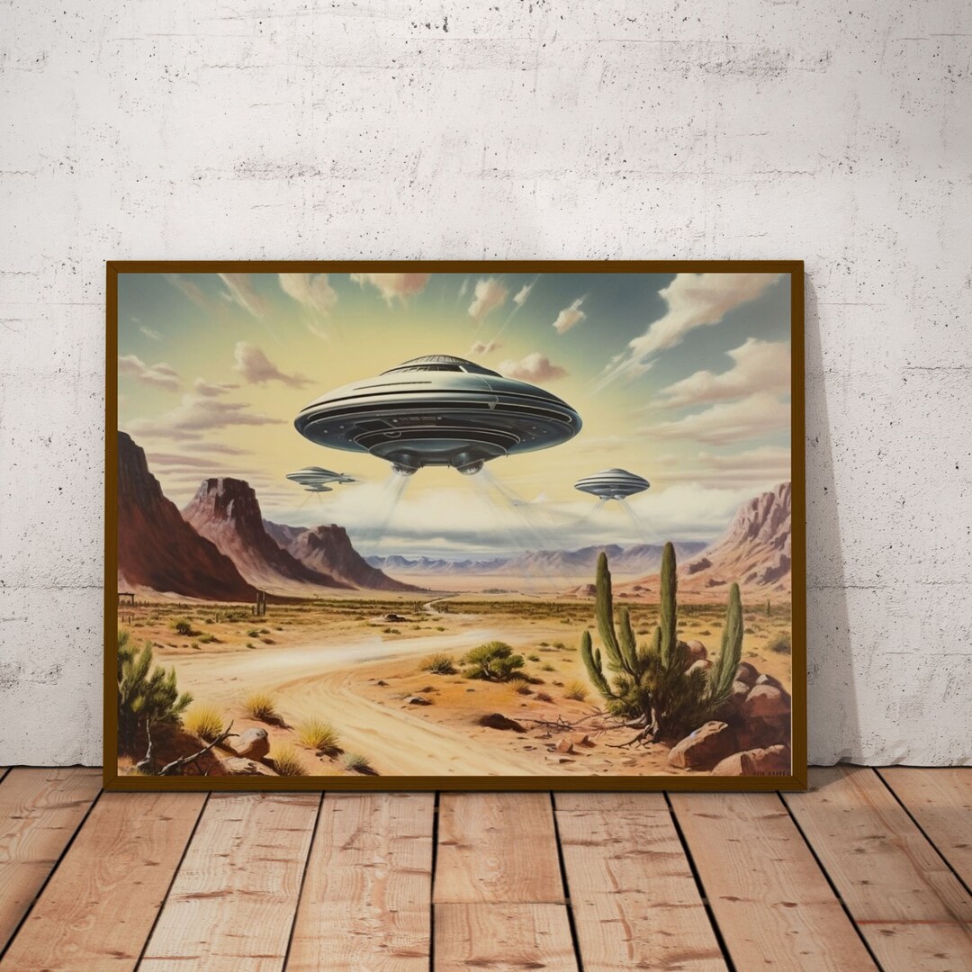 Arizona UFO Fly-by I UFO Retro Wall Art I Mid Century I Atomic Age ...