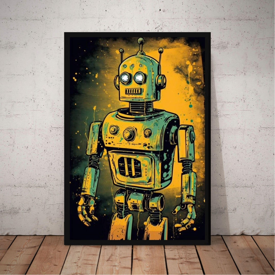 Retro Robot Art Print, Vintage Sci-fi Wall Art, Mid-century Modern ...