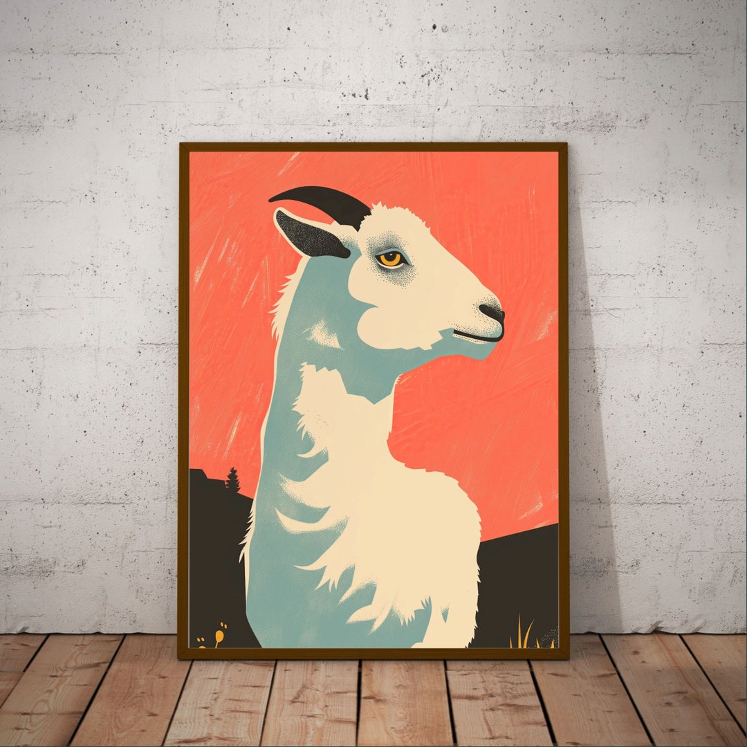 Mid Century Goat Print, Goat Poster, Pop Art Print, Mid Century Wall ...