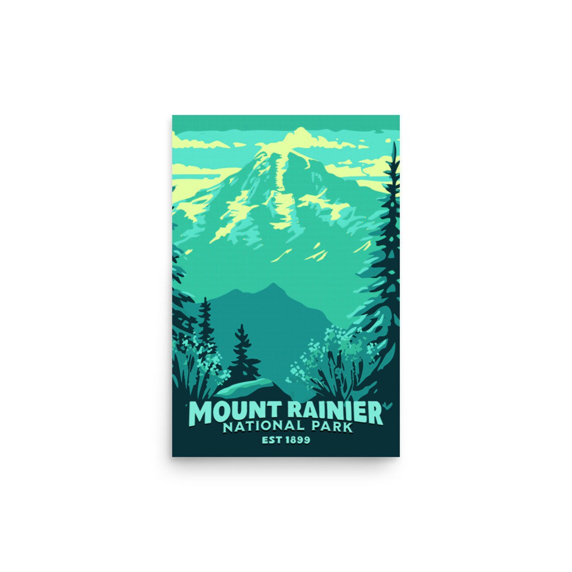 Mt Rainier Wall Art Print, National Park Poster, Mount Rainier Print ...