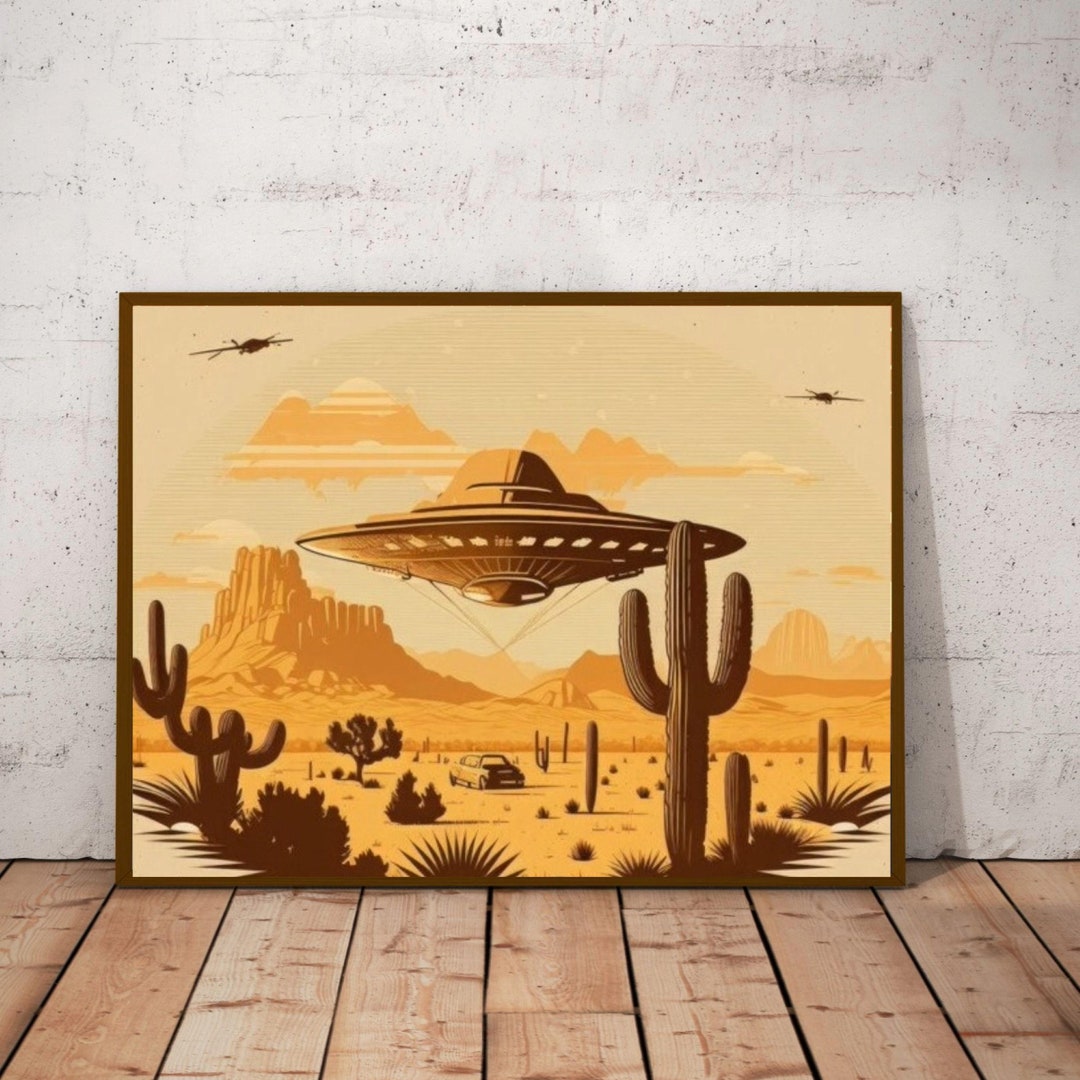 UFO in Roswell #2 I Mid Century Modern/atomic Age Inspired Wall Print ...