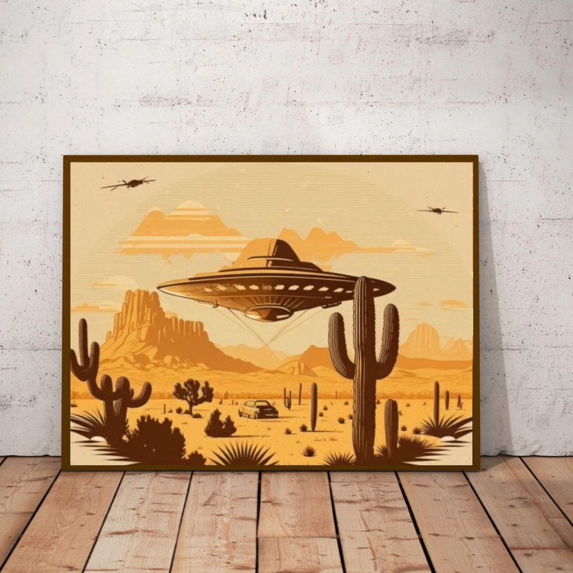UFO in Roswell #2 I Mid Century Modern/atomic Age Inspired Wall Print ...