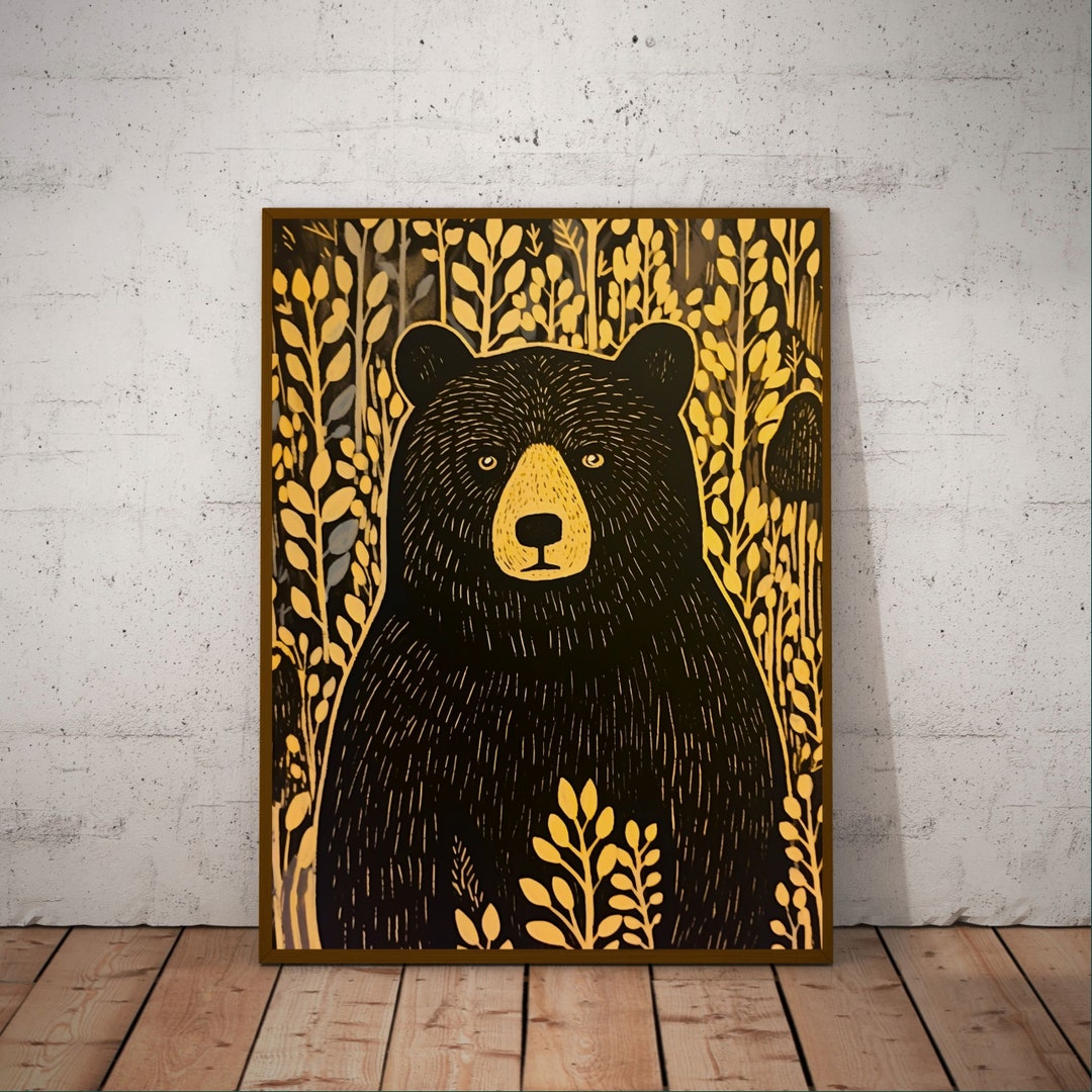 Bear Print, Woodland Animal Print, BOHO Bear Wall Art, Bear Poster ...