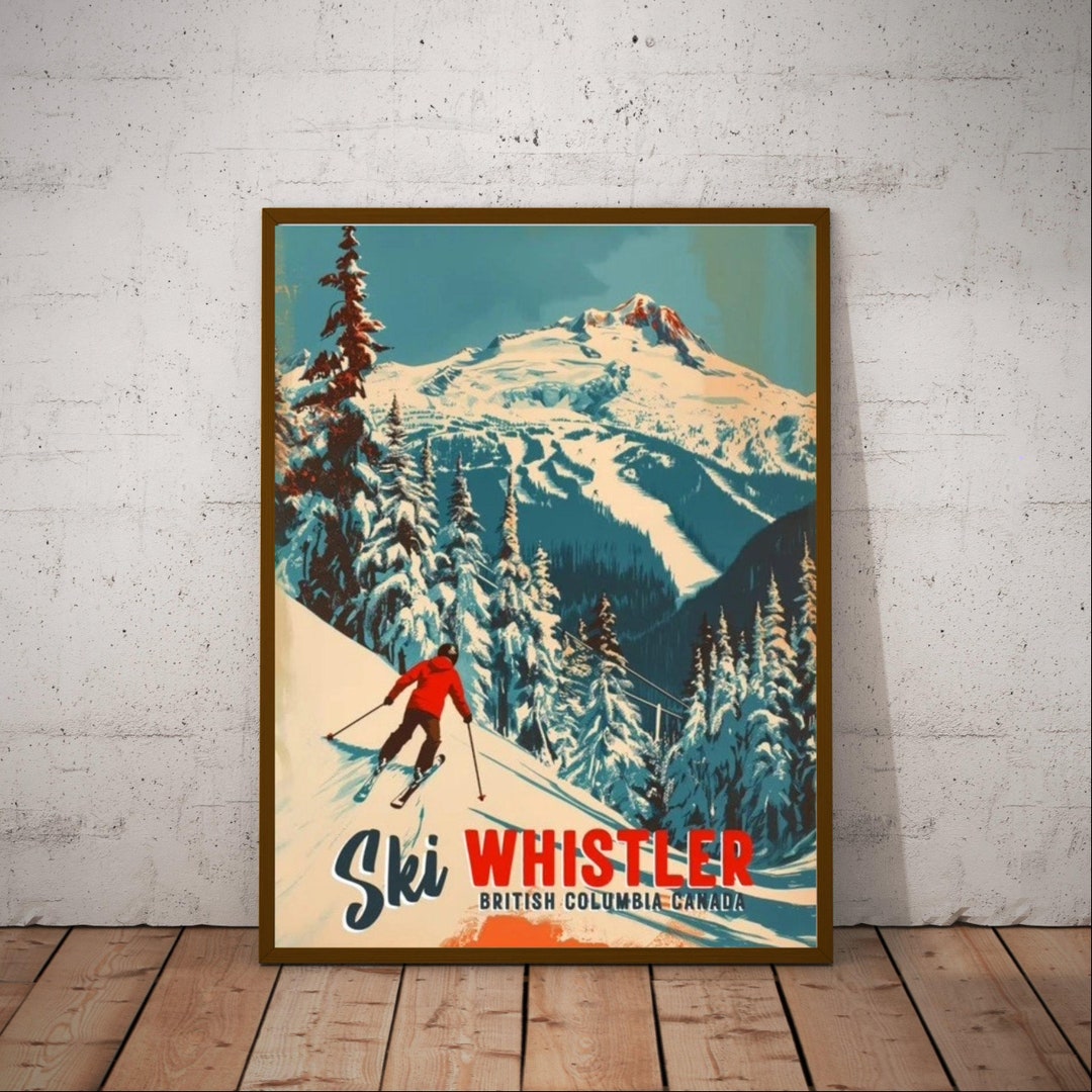 Whistler Ski Print I Vintage 1950's Inspired Ski Poster I Mid Century ...