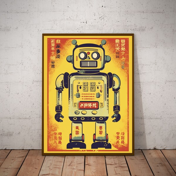 Retro Robot Art - Etsy