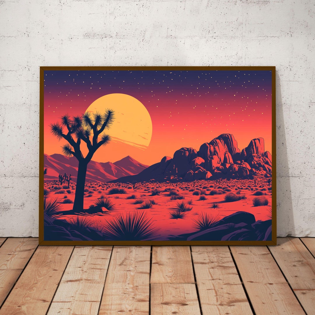 Joshua Tree Print, Desert Sunset Print,retro Landscape Art, Southwest ...