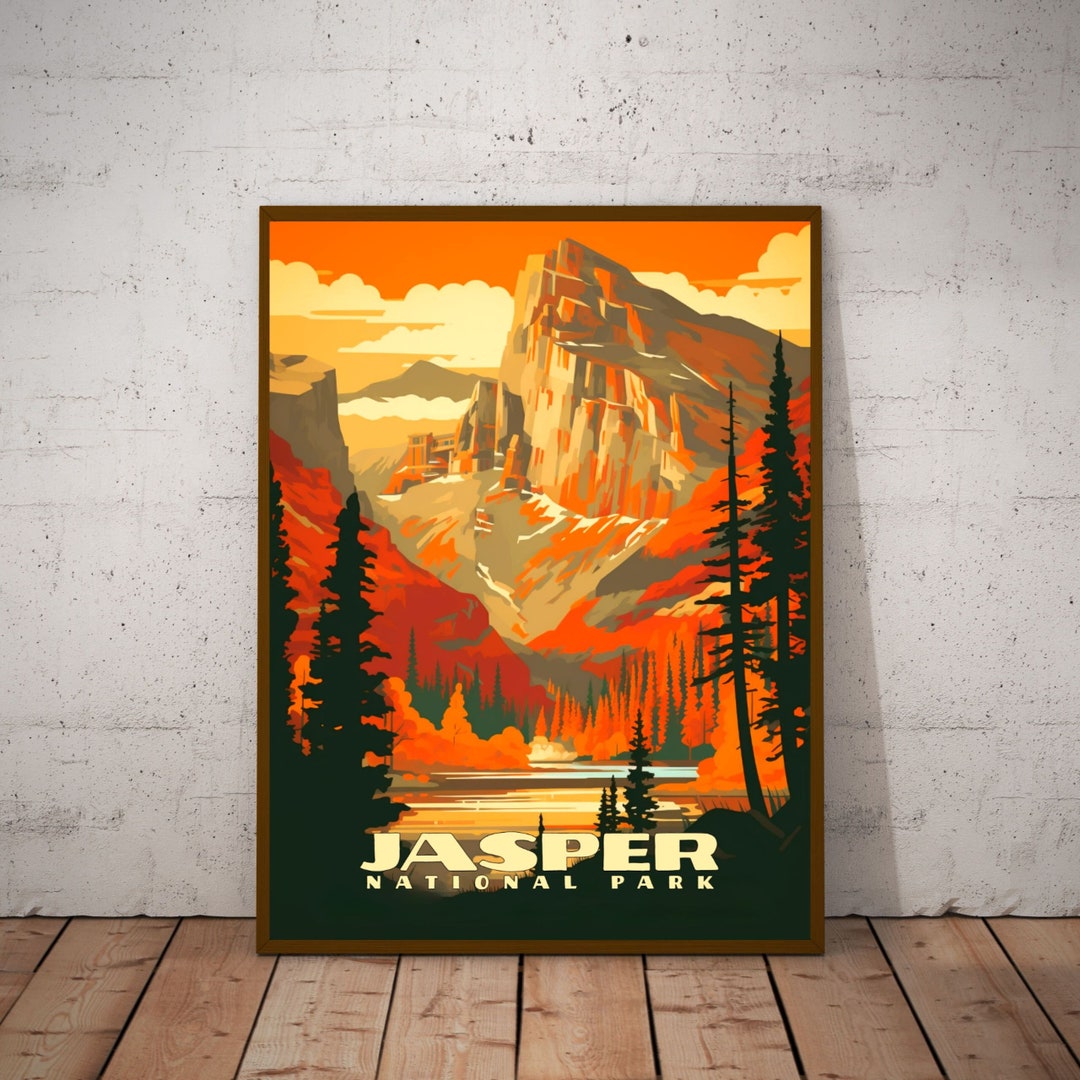 Retro Inspired Jasper National Park Print I Jasper National Park Poster ...